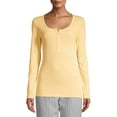 Women's Long Sleeve Henley Rib T-Shirt - Walmart.com