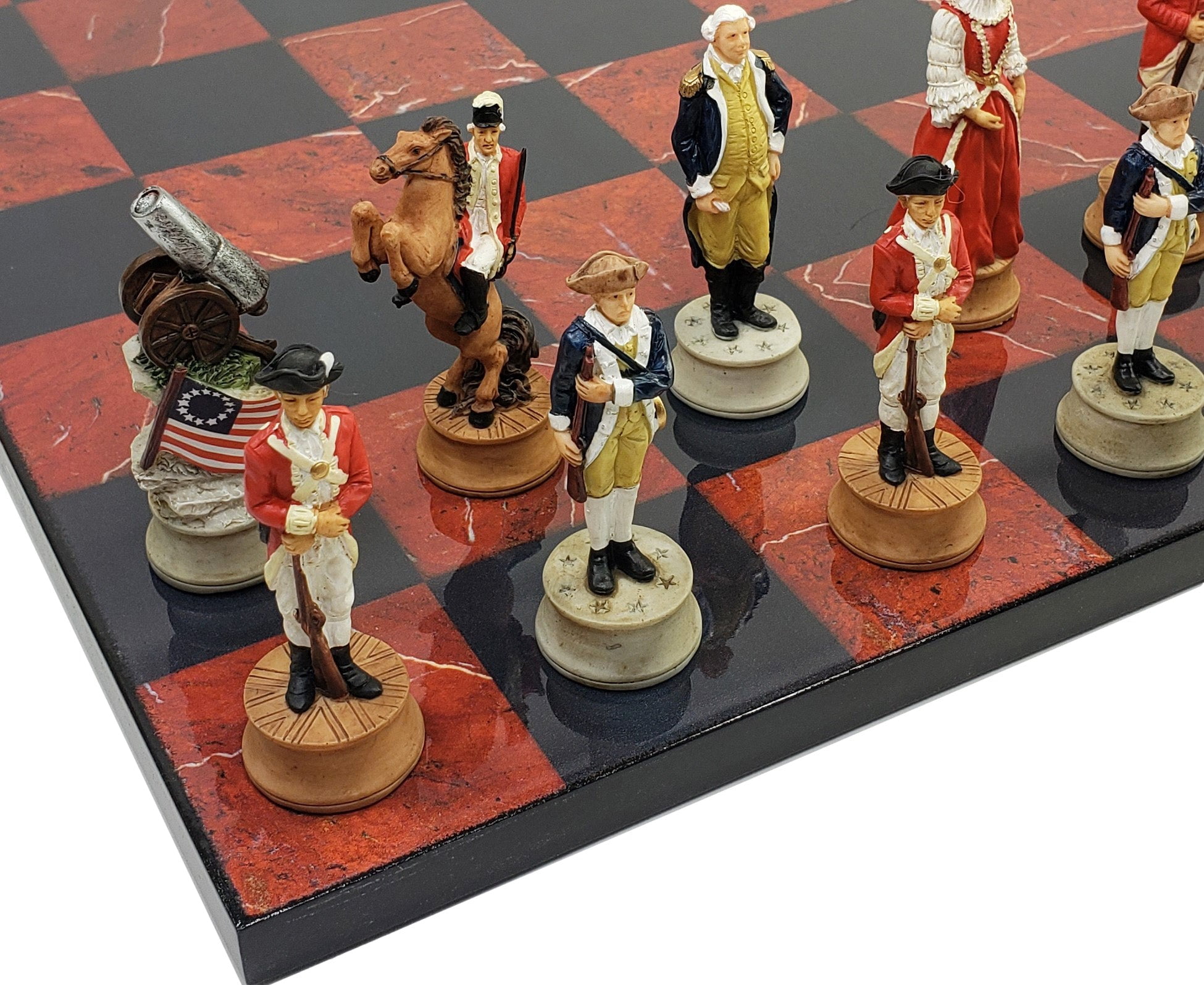 American Revolutionary War Chess Set with 16" Black and Red Board ...