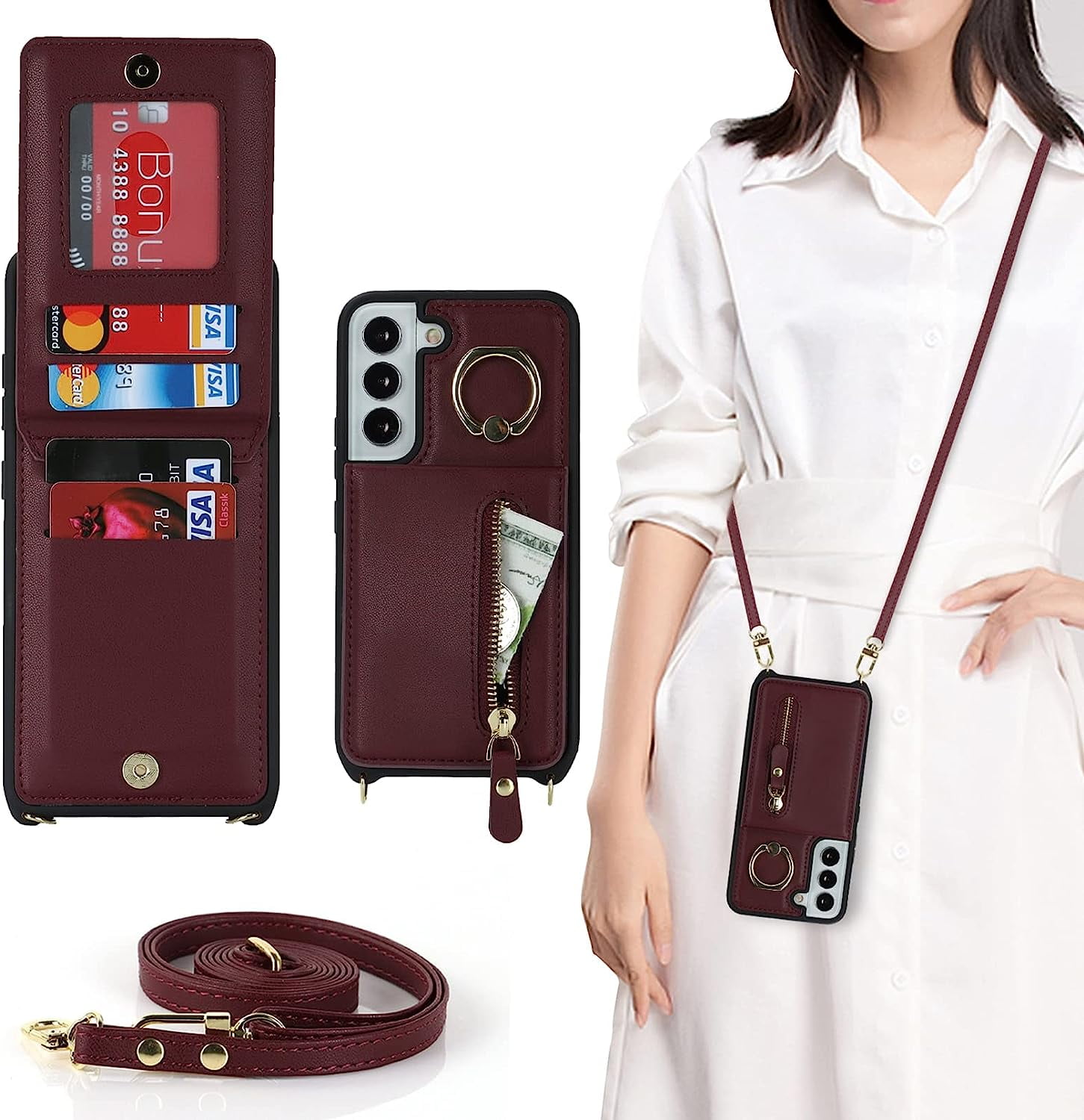 Samsung Galaxy S21 FE 5G Phone Case for Women with Card Holder,Samsung S21 FE Case Wallet ...