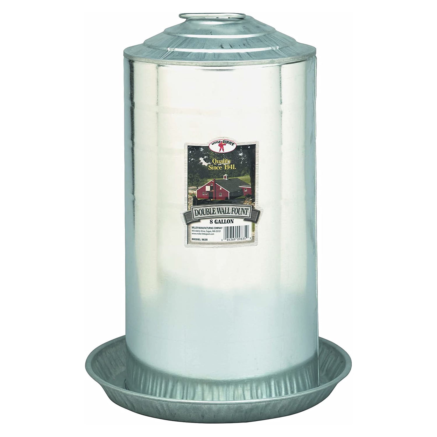 Little Giant 9838 Heavy Duty Steel 8 Gallon Double Wall Poultry Fount ...