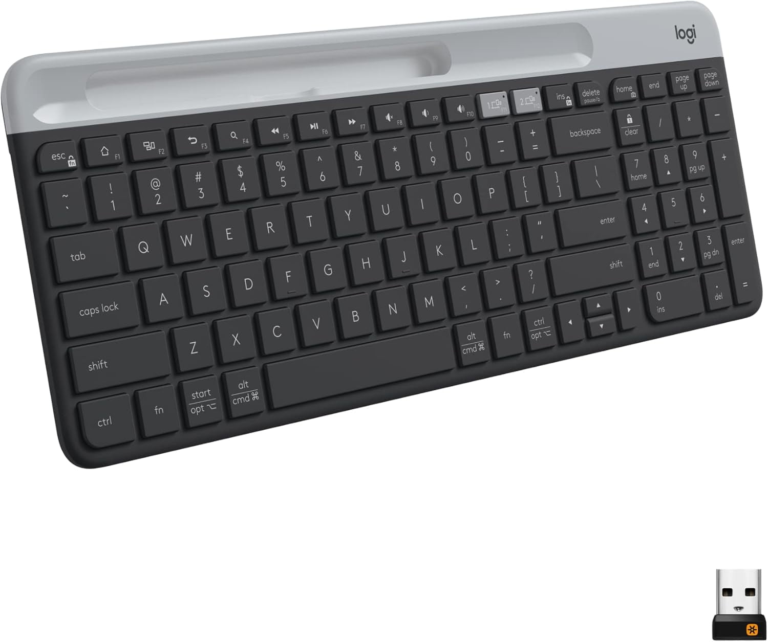 Pre-Owned Logitech K585 Multi-Device Slim Wireless Keyboard, Built-in ...