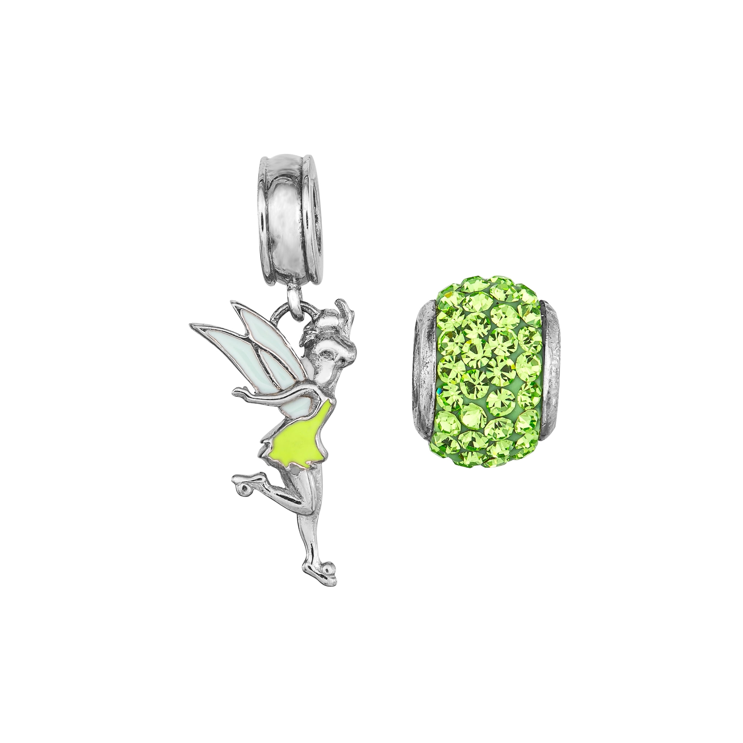 Disney Tinkerbell Girls' Crystal Rhodium Plated Tinkerbell and Round ...
