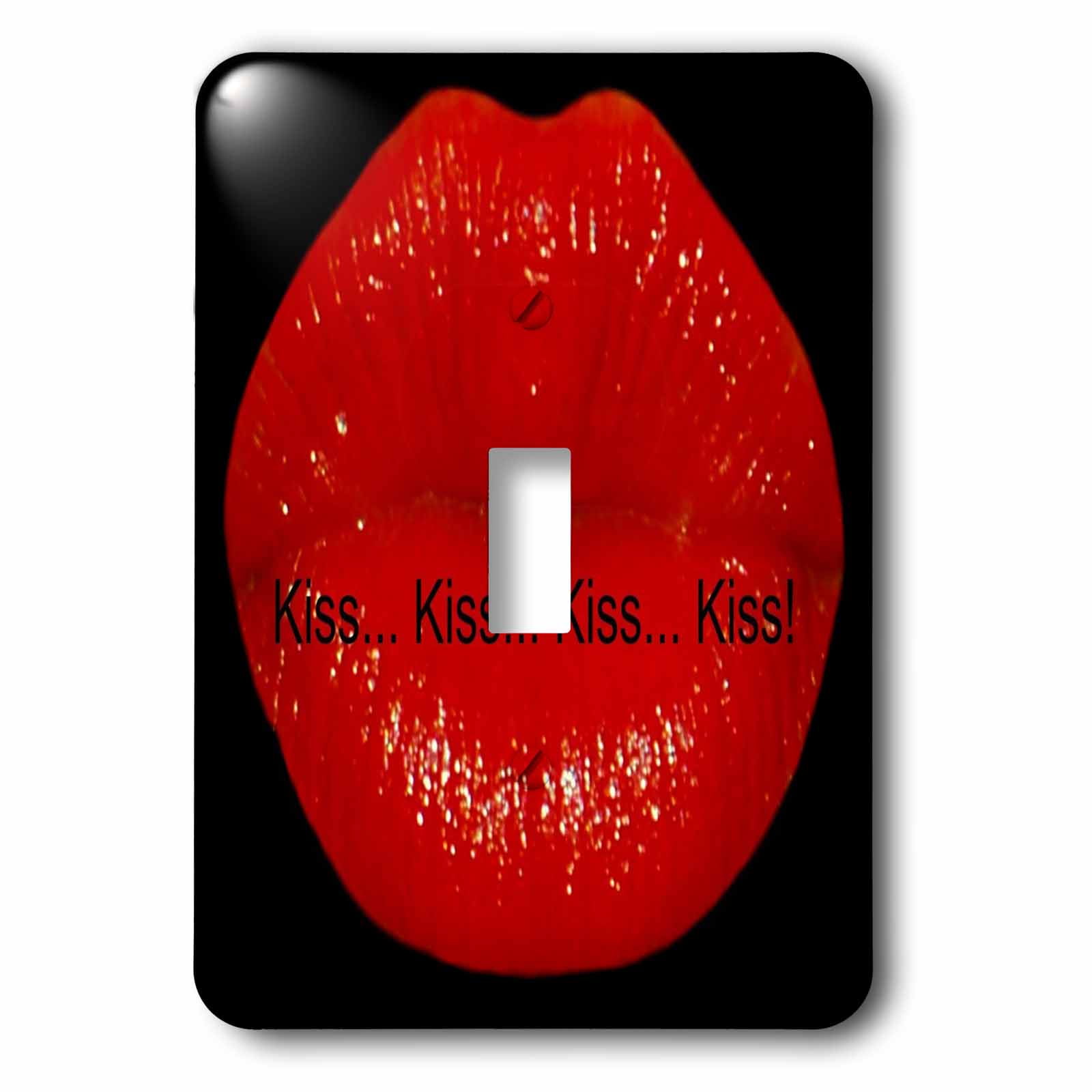 3dRose Red Kissing Lips Black Background Kiss Kiss Kiss - Single Toggle ...