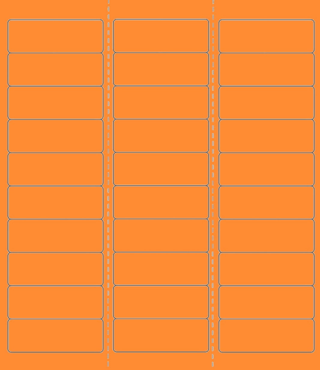 Laser Format Piggyback Labels, Bright Orange, 2-5/8" x 1", 30-Up on 8.5 ...