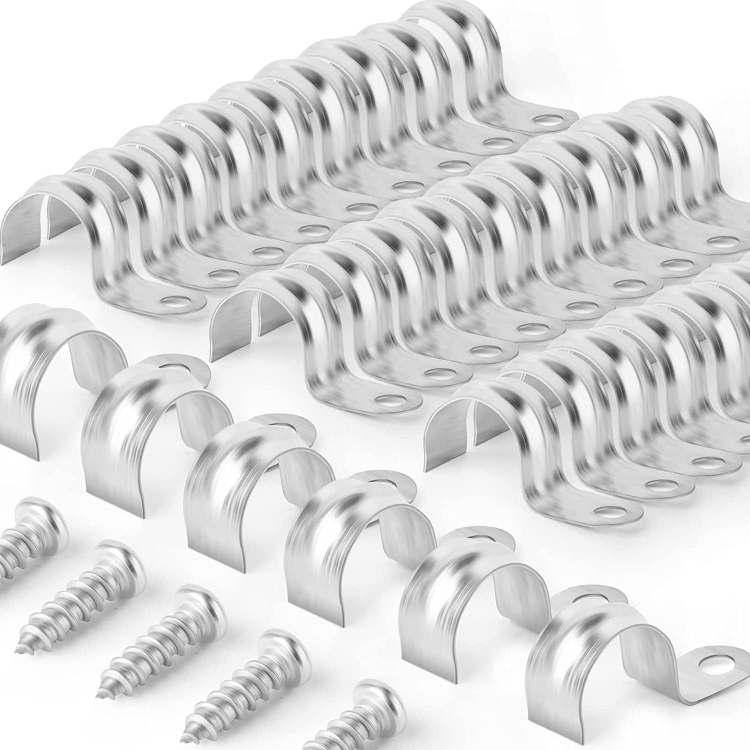 100PCS 1/2 Inch Iron Pipe Strap Clips, Single Hole Pipe Clamp with ...