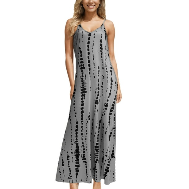 Innerwin Summer Beach Sundress Tie Dye Ladies Long Maxi Dresses Party V ...