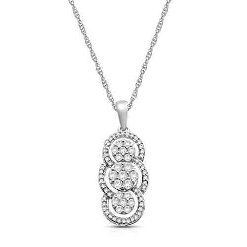 Jewelili Sterling Silver 1/2 Cttw Natural White Round Diamonds 3 ...