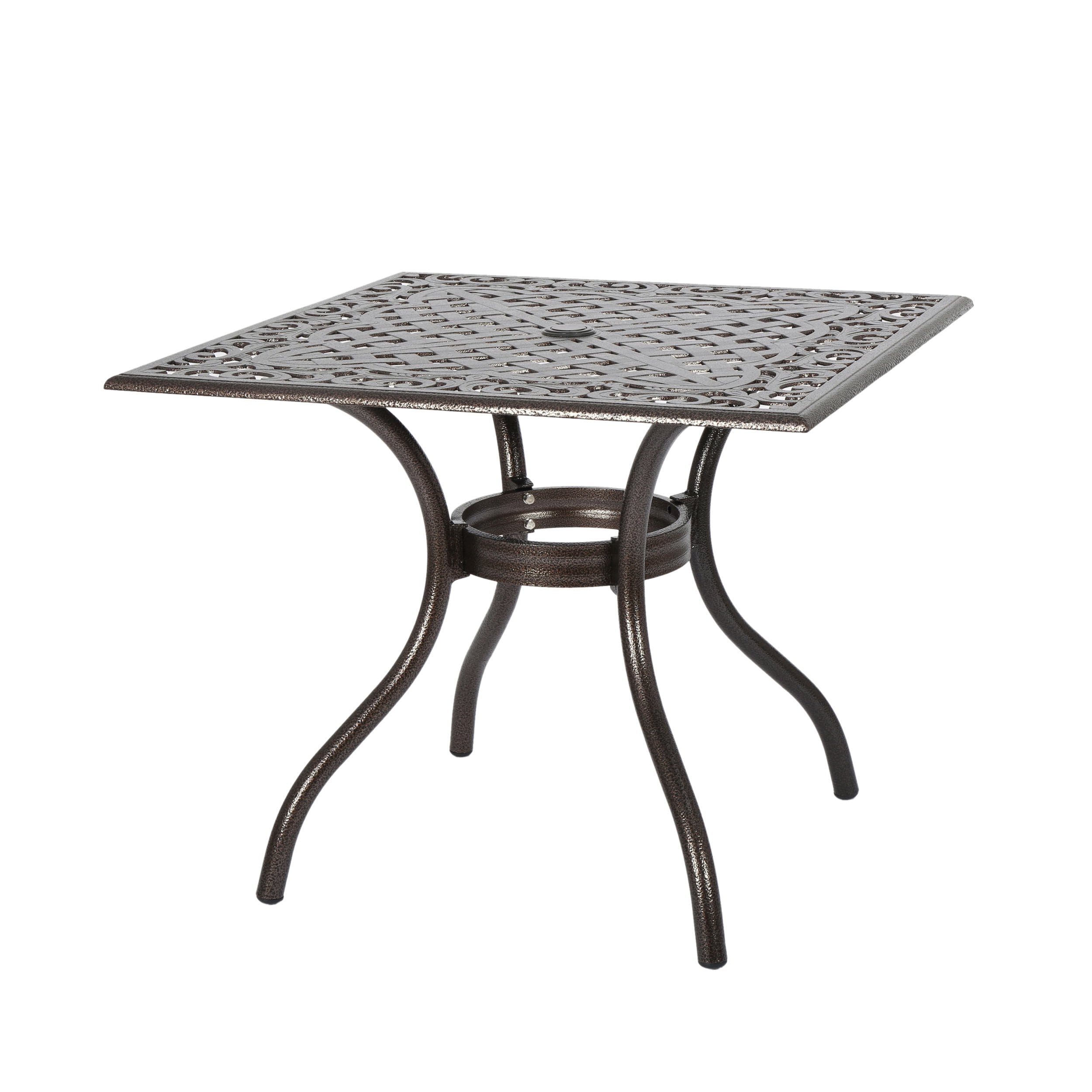 GDF Studio Honolulu Outdoor Cast Aluminum Square Dining Table, Hammered ...