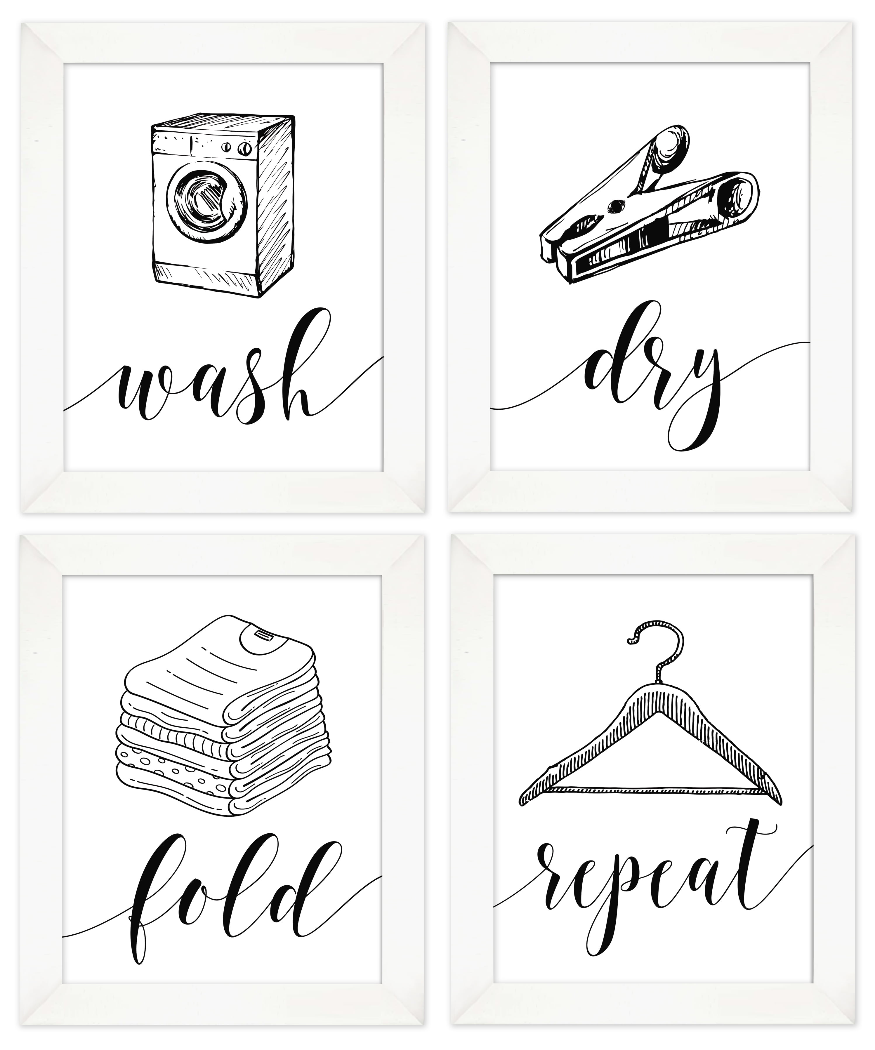 Inkdotpot 4 PieceLaundry Signs for Laundry Room DecorWash Dry Fold ...