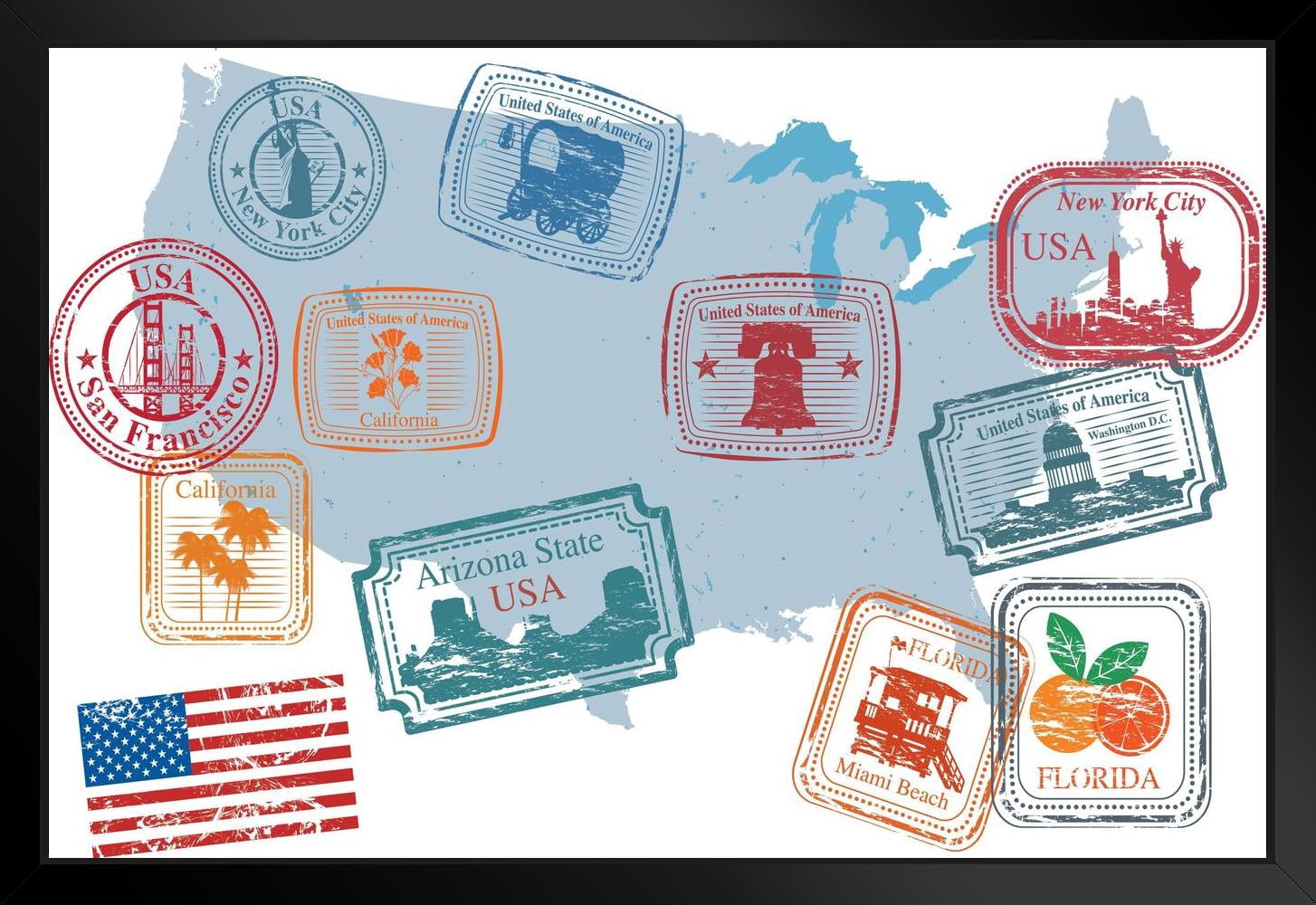 USA United States Retro Passport Postage Stamps Photo Photograph ...