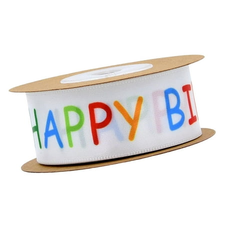 Happy Birthday Ribbon White for Birthday Party Supplies DIY Craft 2.5cm ...