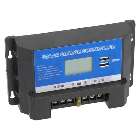 Solar Controller 12V/24V Automatic Identification Solar Panel Controller LCD Display Dual USB ...