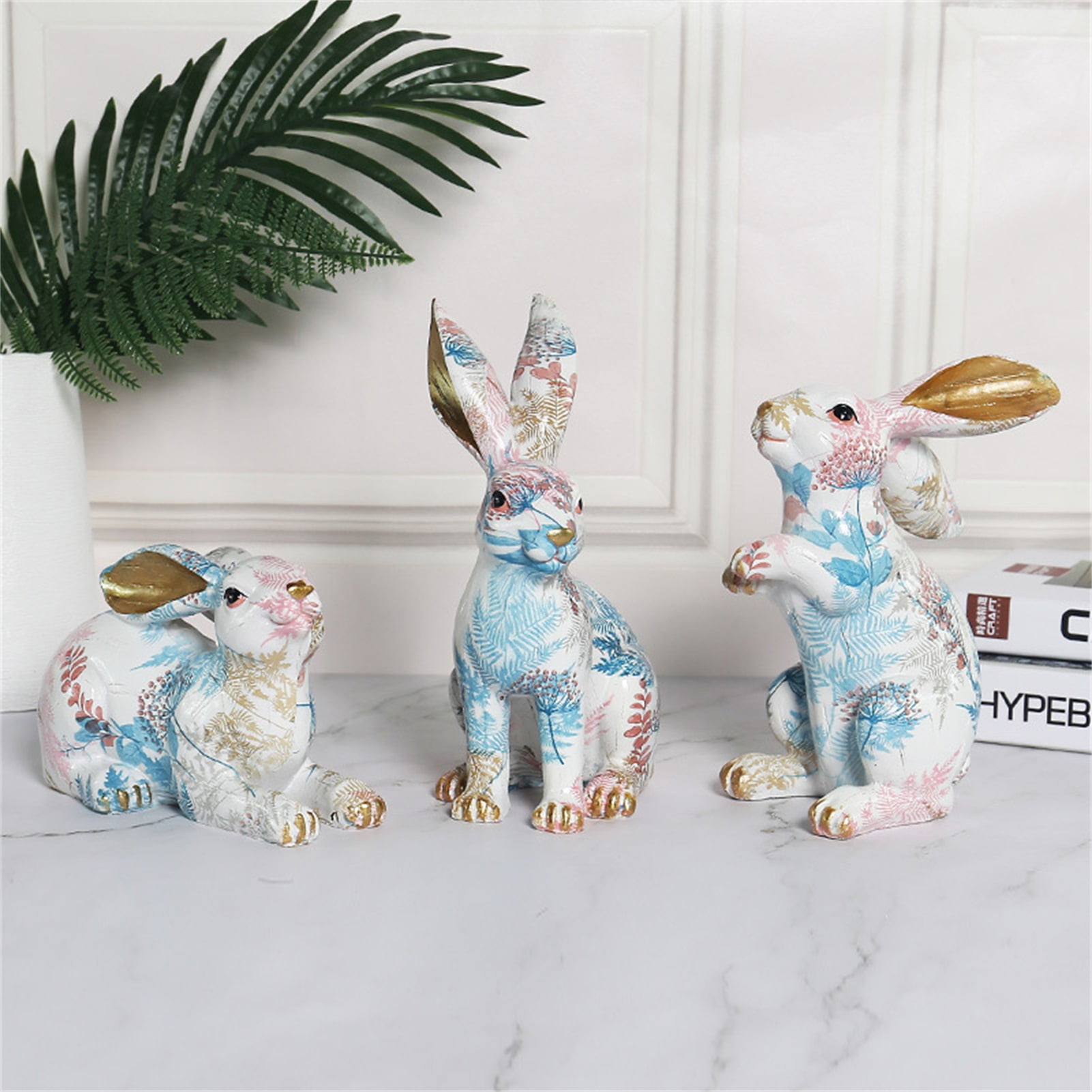 No Odor Rabbit Figurine - Smooth Edges Resin Fairy Garden Nordic Rabbit ...