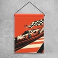 Cool Speeding Racing Car with Checkered Flag Pattern Welcome Garden ...