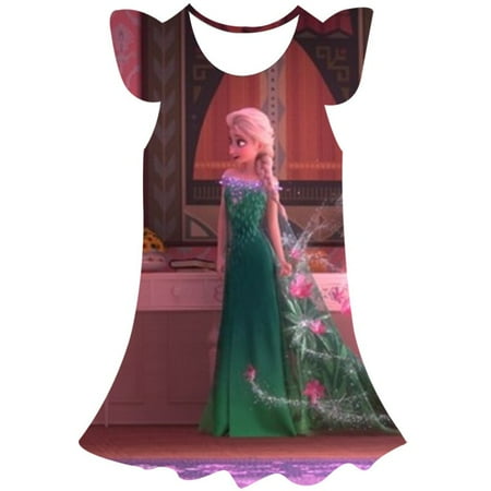 Disney Frozen Elsa princesse dessin animé robe 3D imprimer filles robe ...