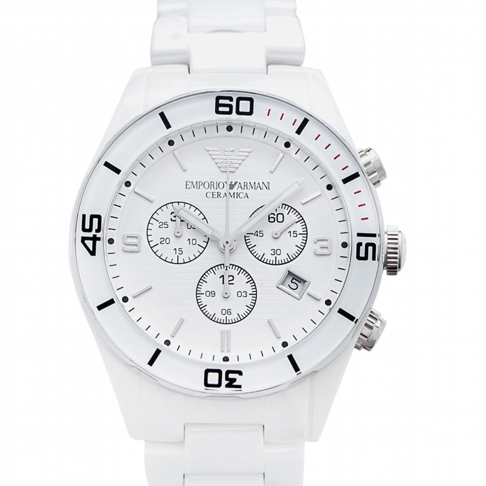Emporio Armani White Ceramic Chronograph Ladies Watch 43mm AR1424 ...