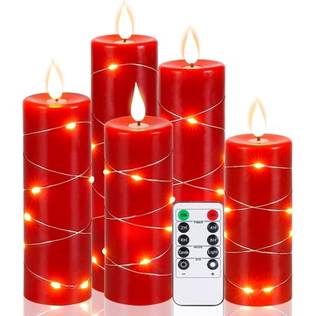 Red Flameless Candle Fairy Lights, Battery Candles, Flashing Candles ...