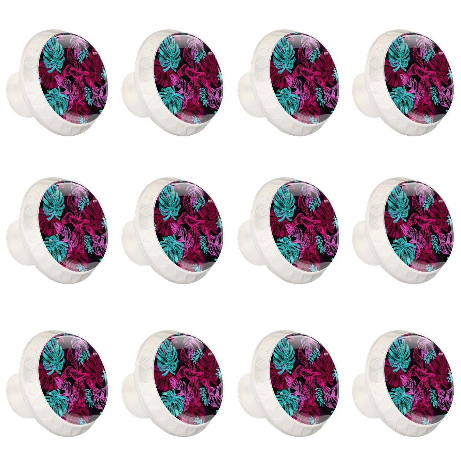 12 Pcs Red and Cyan Leaves Knobs for Kitchen Cabinet Cupboard Dresser Bookcase Drawer Pulls ...