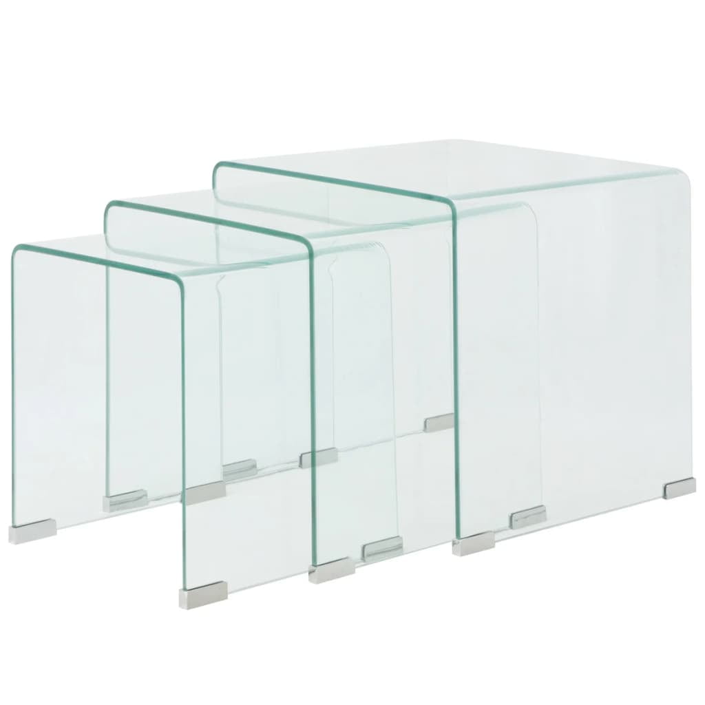 Click here for Vidaxl Three Piece Nesting Table Set Tempered Glas... prices