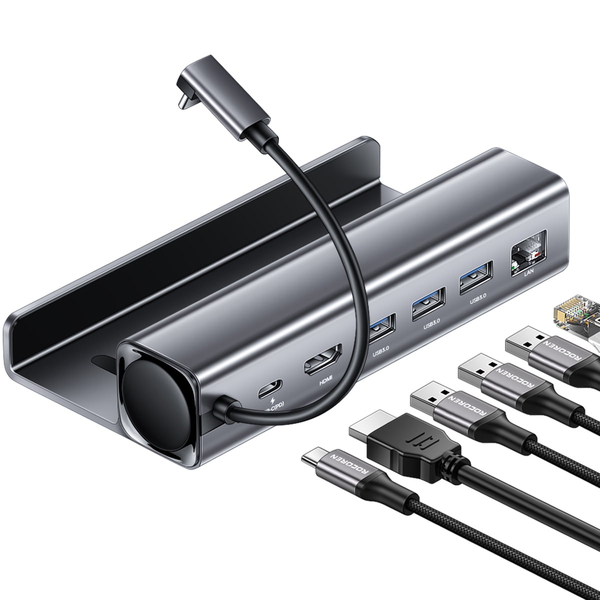 Rocoren Docking Station,6-in-1 Hub Steam Deck Dock with HDMI 2.0 4K ...