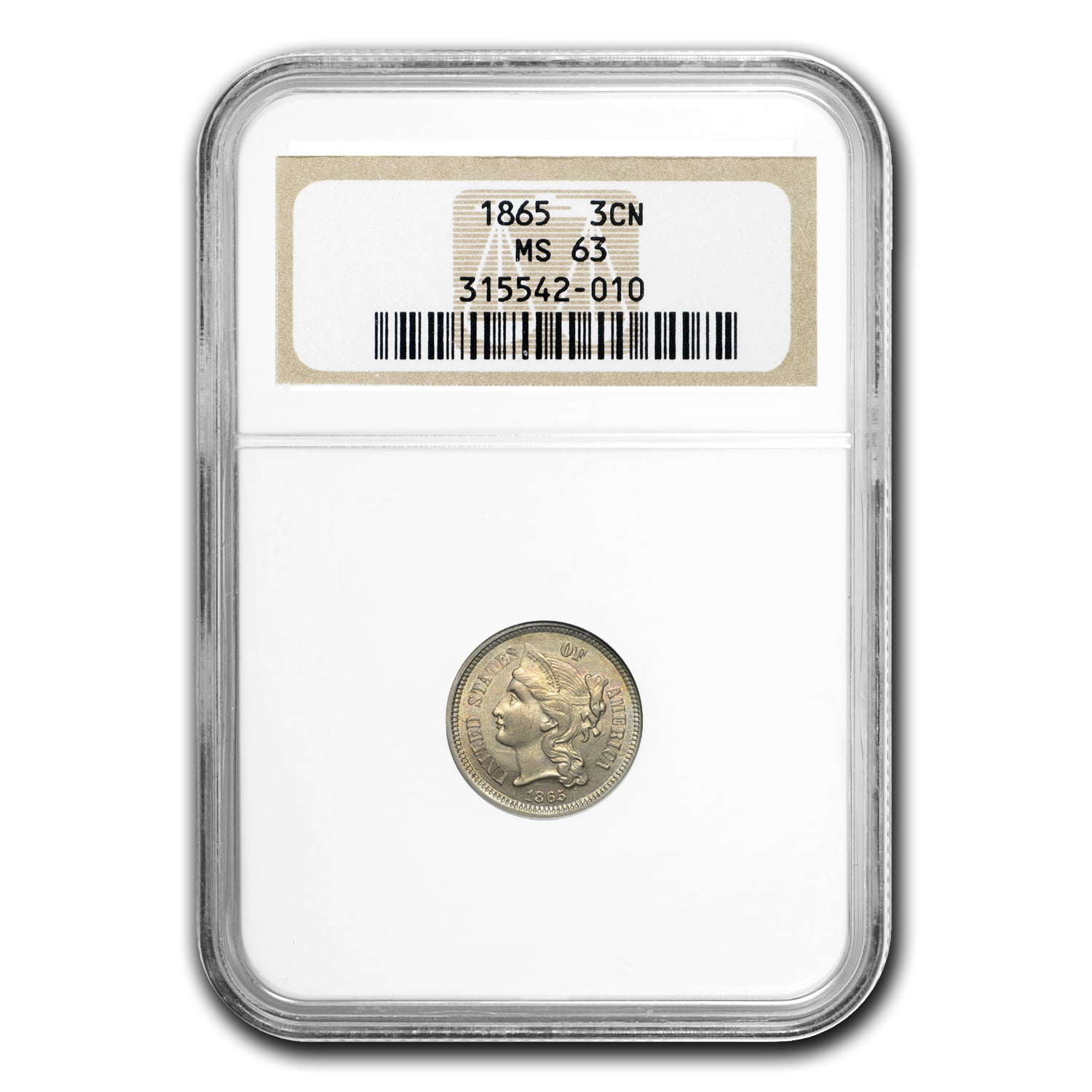 1865 Three Cent Nickel MS-63 NGC - Walmart.com