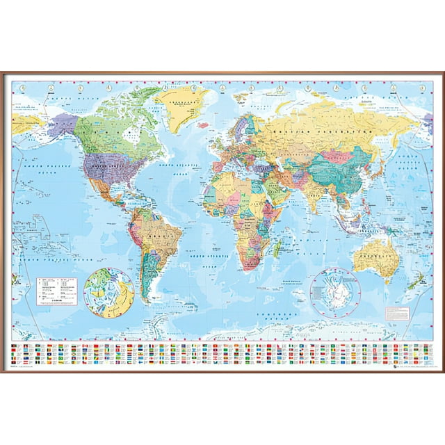 Political Map Of The World - Framed Educational Poster (World Map With ...
