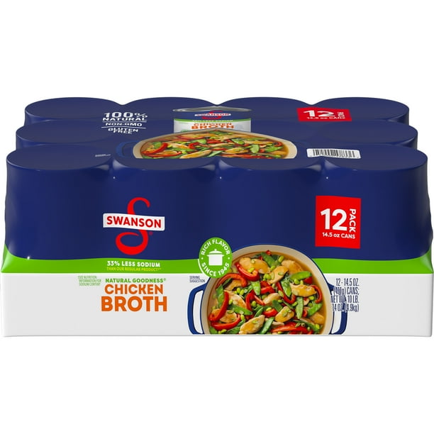 (12 Pack) Swanson Natural Goodness 33% Less Sodium Chicken Broth, 14.5 ...