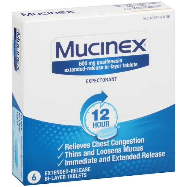Mucinex 12 Hr Chest Congestion Expectorant Tablets 6 Each - (Pack of 4 ...