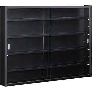 HOMCOM 5-Tier Glass Display Cabinet, Wall-Mounted, Adjustable Shelves ...