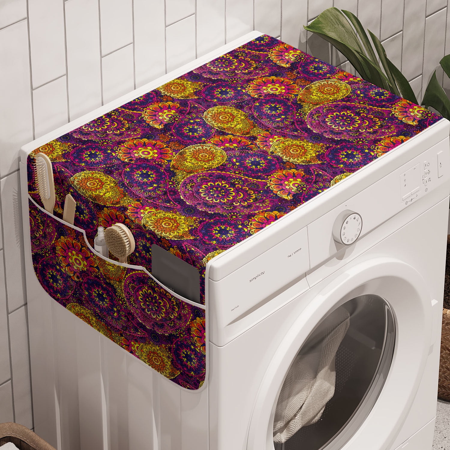 Vintage Washing Machine Organizer, Traditional Paisley Motifs Pattern ...