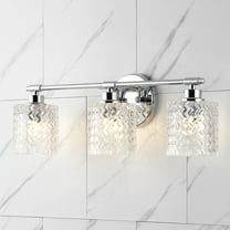 JONATHAN Y Spaulding Vintage 22" 3-Light Iron/Chevron Pattern Glass ...