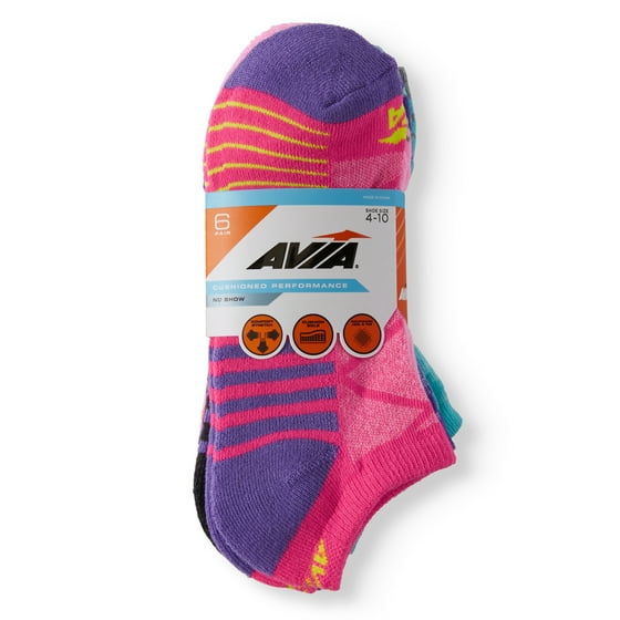 Avia - Ladies High Performance No Show Socks, 6 Pack - Walmart.com