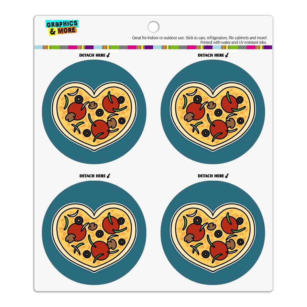 Heart Pizza Pie Love Refrigerator Fridge Locker Vinyl Circle Magnet Set ...