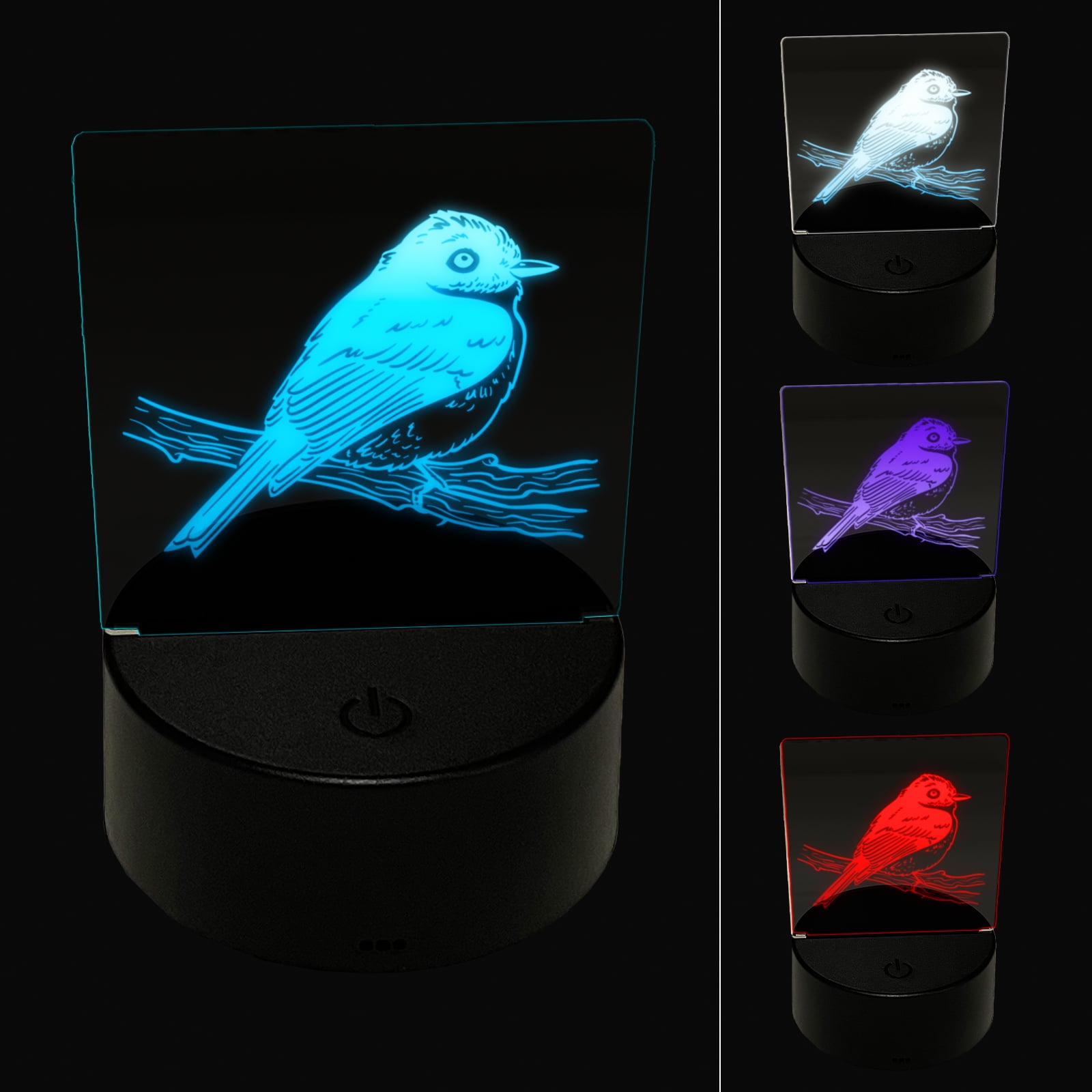 Phoebe Bird on a Branch LED Night Light Sign 3D Illusion Desk ...