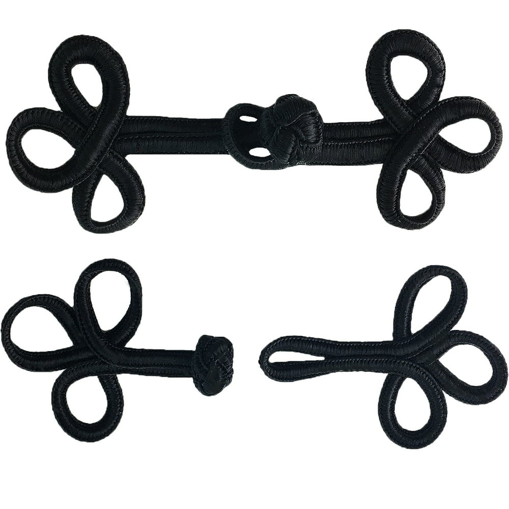 Black 3.5" Handmade Chinese Frogs Closure Buttons (3.5" Black Frog ...