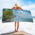 Zemikanior 2024 New 150 75cm Blue Sun Sky White Cloud Beach Towel