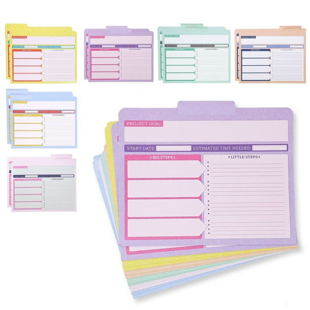 Set of 12 Project File Folders with Notes Section, 1/3 Cut Tab Office ...