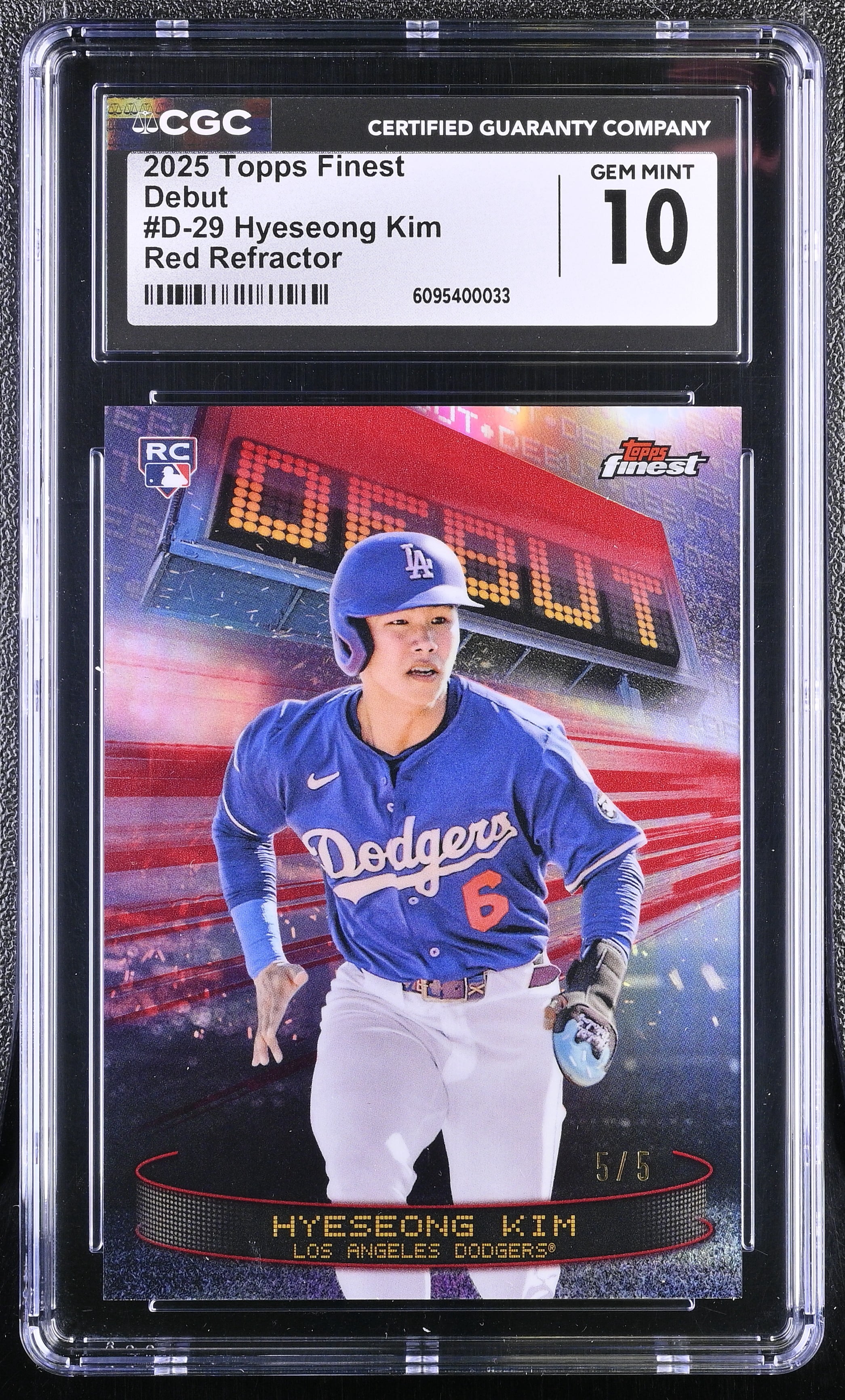 2025 Topps Finest Hyeseong Kim #D-29 Red Refractor /5 Short Print ...