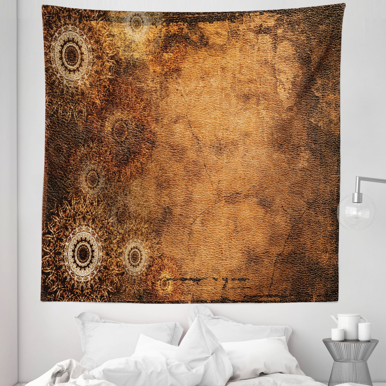 Tan Tapestry, Aged Old Texture Print Floral Motifs Vintage Upholstery ...