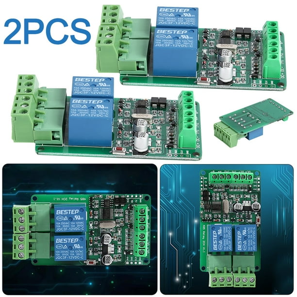 Modbus RTU Módulo Relé 2 Vías Interruptor 2 Canales Entrada RS485 TTL ...