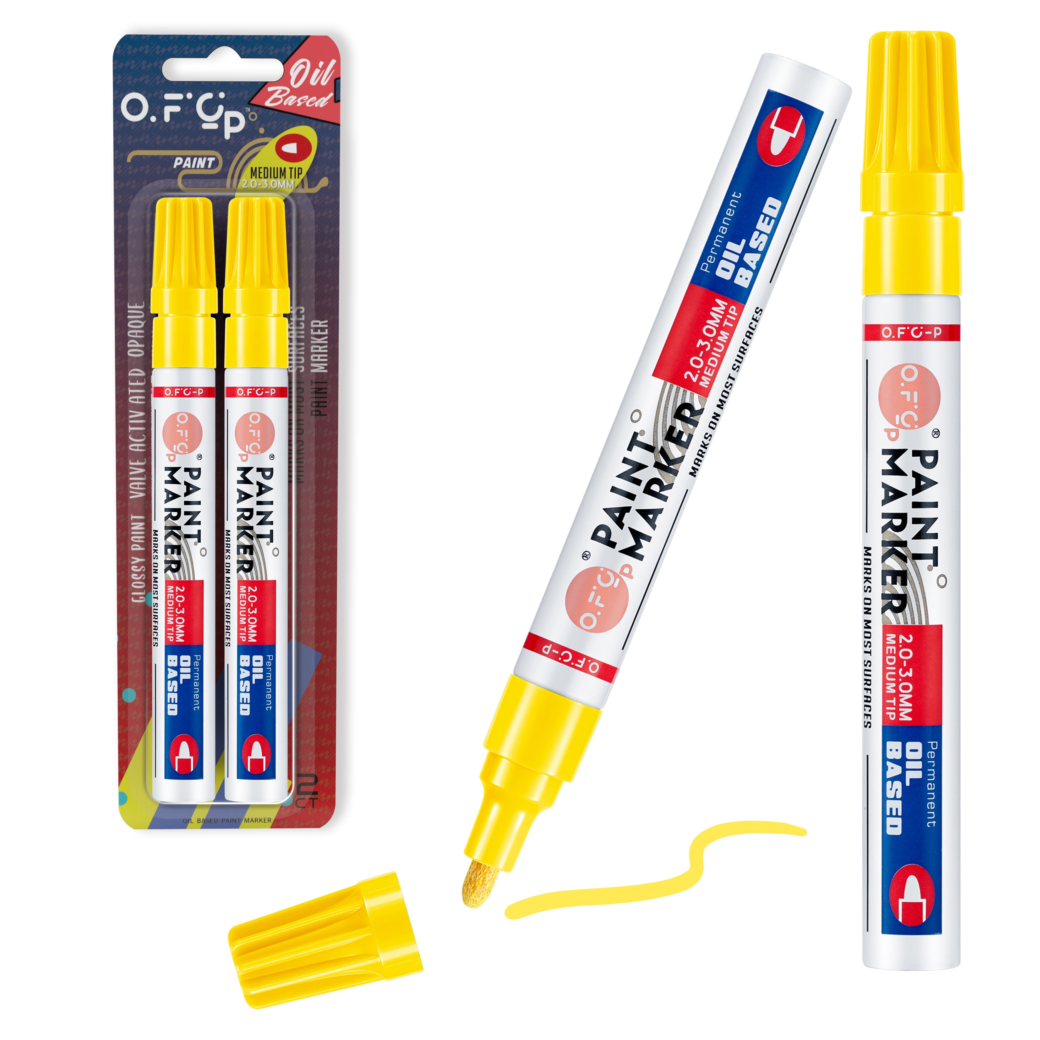 OFC-P Oil-Based Permanent Paint Marker Pen,Medium Tip,Yellow,Pack of 2 ...