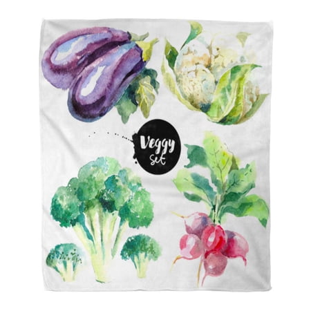 POGLIP Throw Blanket Warm Cozy Print Flannel Watercolor Vegetables ...