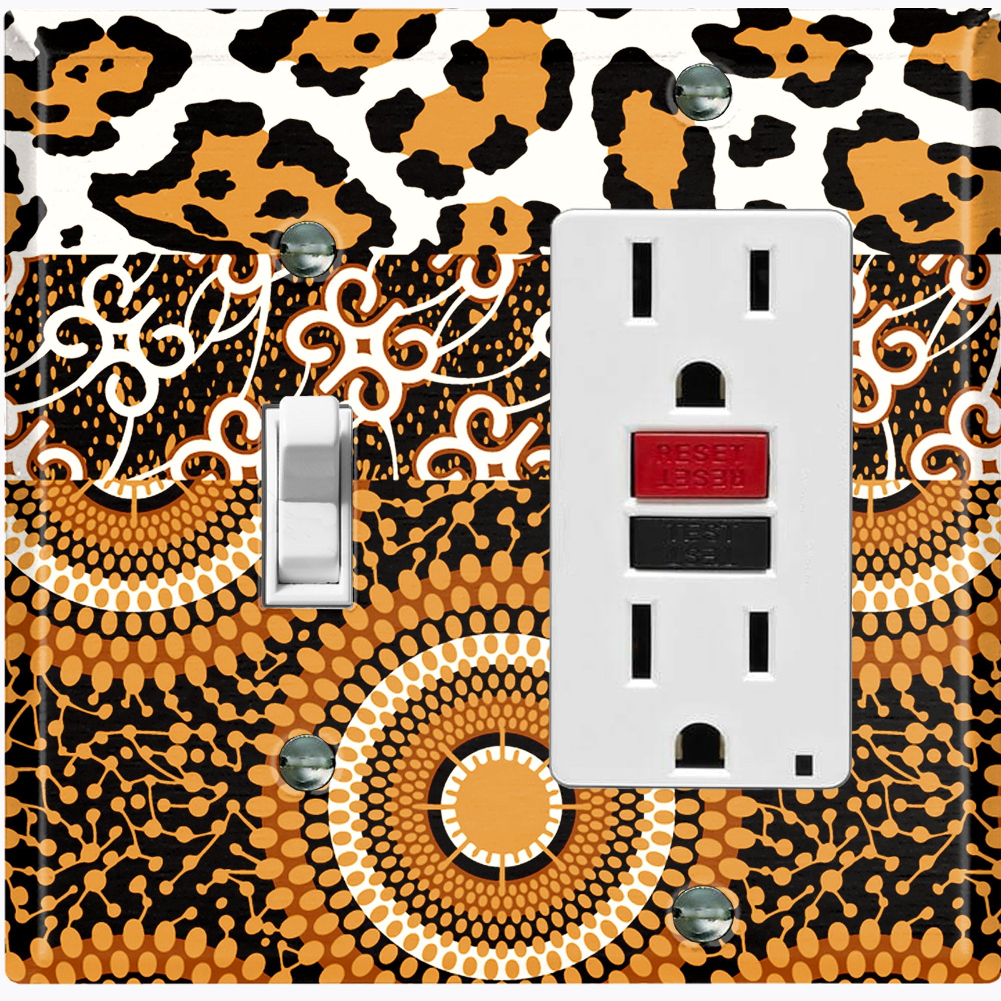 Metal Light Switch Plate Cover Colorful Safari African Tribal Art ...