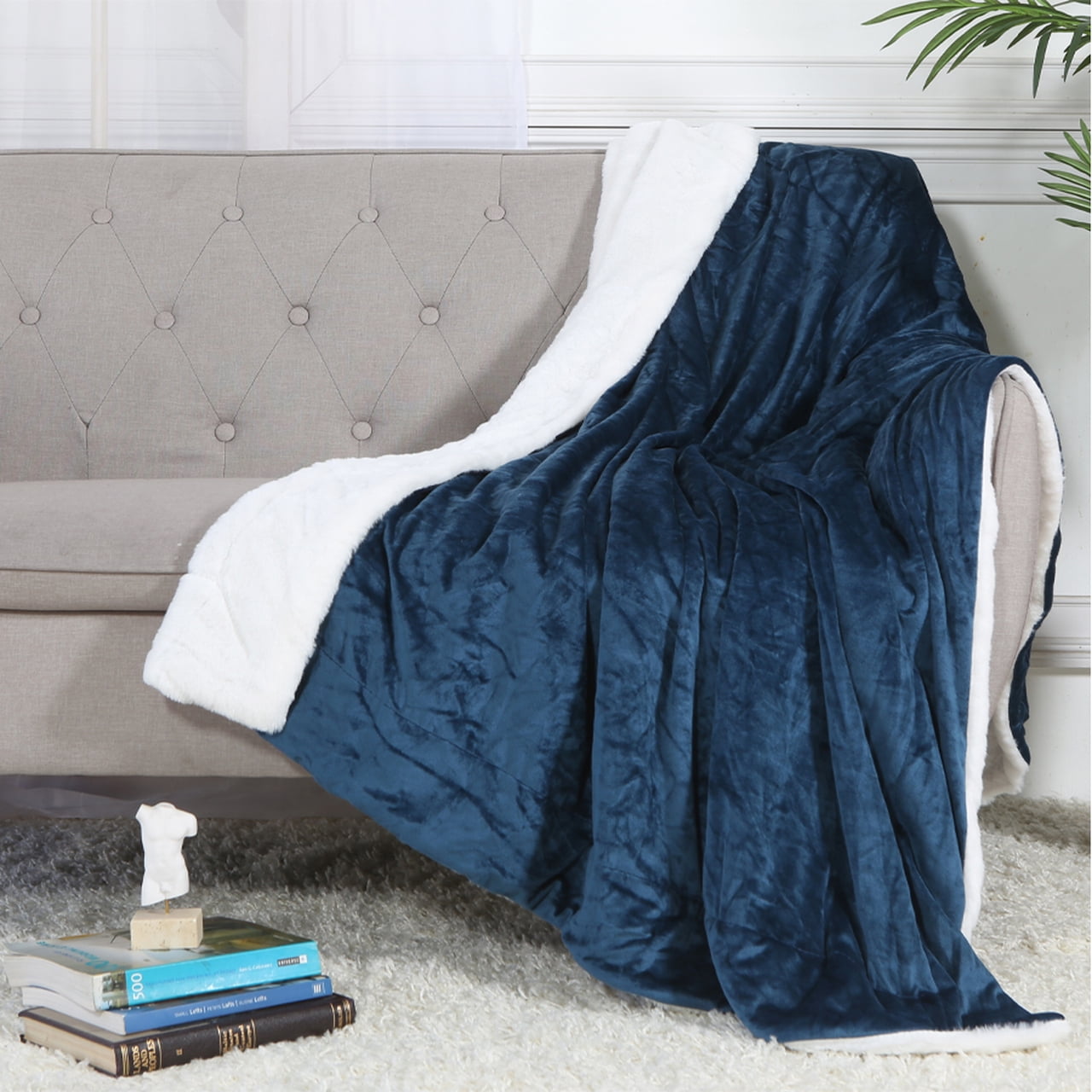 Luxurious Soft Velour Fleece Throw with Super Ultra Soft Faux Fur on ...