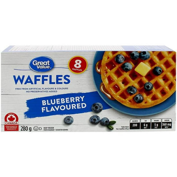 Great Value Blueberry Waffles, 280 g - Walmart.ca