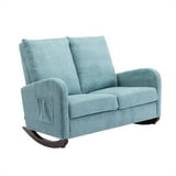Extra Wide Light Blue Rocking Chair, Mid Century, Oversized Wing Back ...