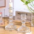 6Pcs Clear Candlestick Holders Set - 4" H & 5" H Striped Taper Candle ...