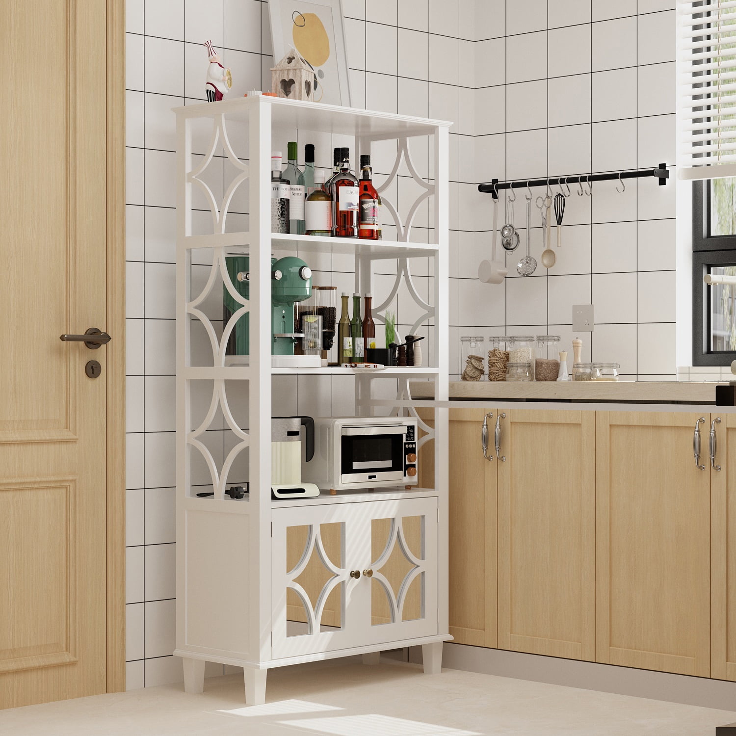 Timechee Kitchen Kitchen Storage Rack Utility Shelf with Cabinet ...