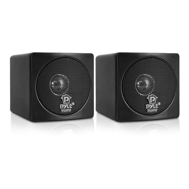 Pyle PCB3BK 3 Inch 100 Watt Mini Cube Bookshelf Stereo Speakers, Black ...