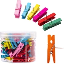 NOGIS 50Pcs Push Pins with Colorful Wooden Clips Pushpins Tacks ...